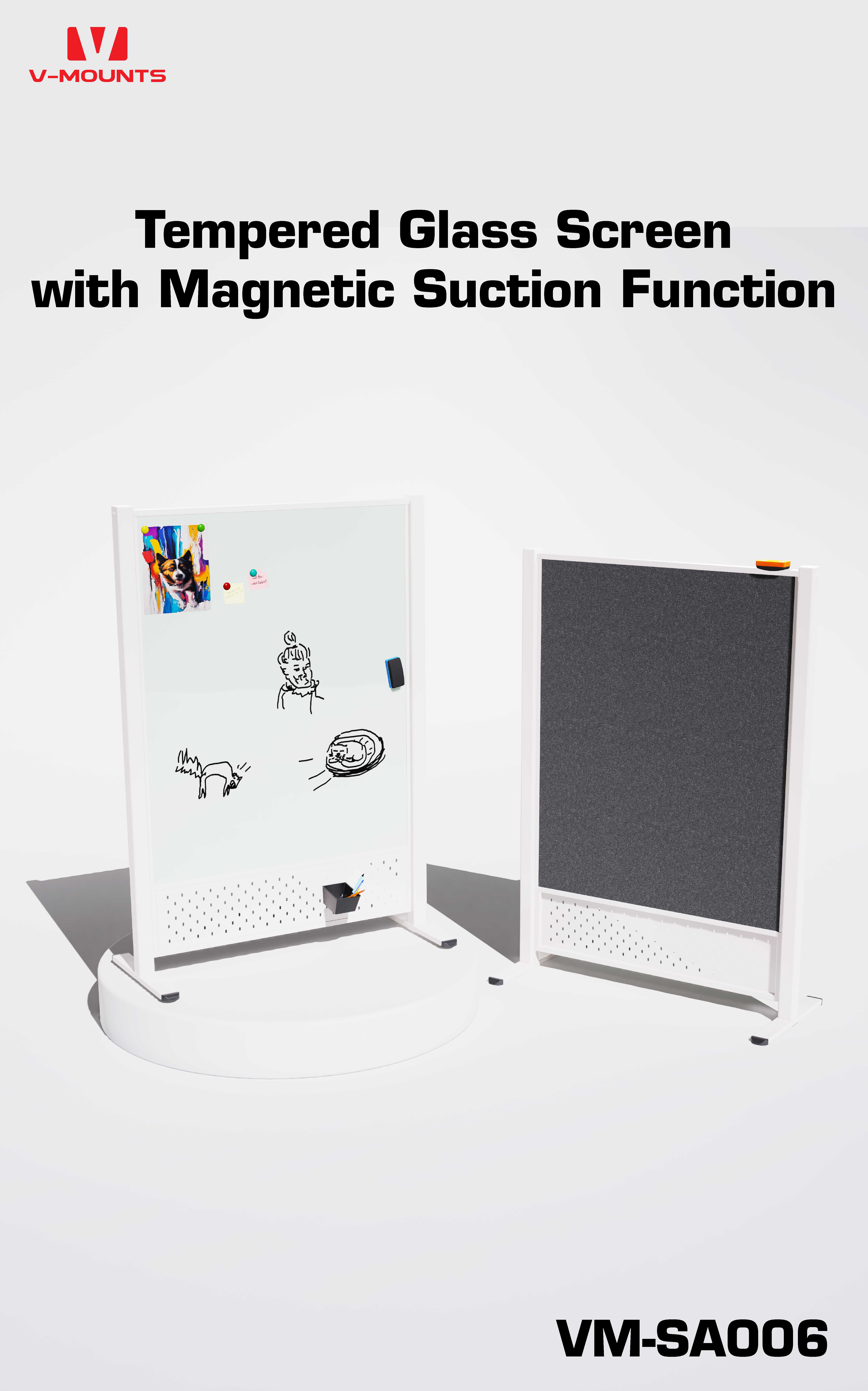 V-mounts tempered glass mobile drawing board VM-SA006